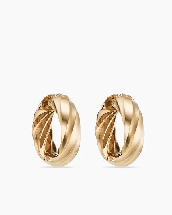 David Yurman Cable Edge® Hoop Earrings - 18k Gold Recycled