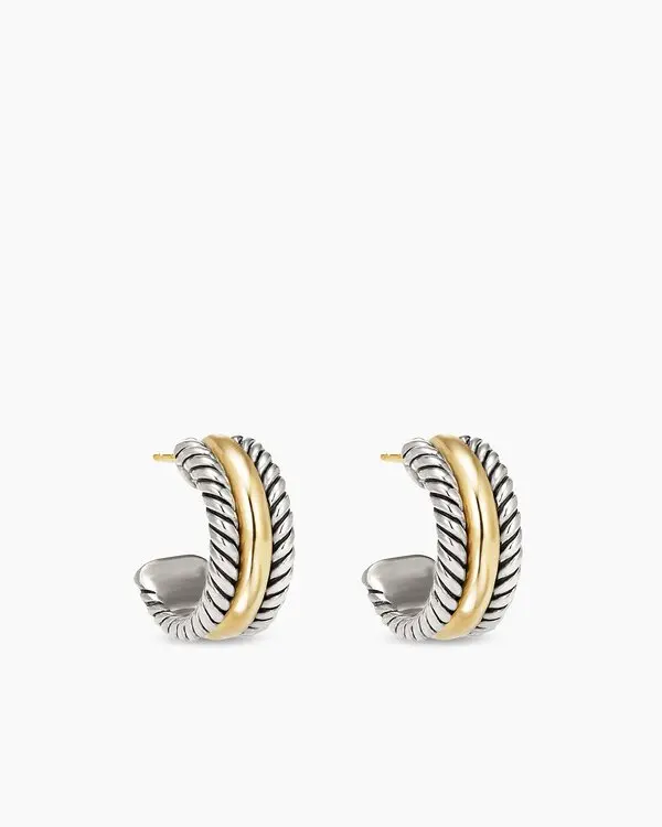 David Yurman Cable Collectibles® Huggie Hoop Earrings - Sterling Silver/14k Yellow Gold