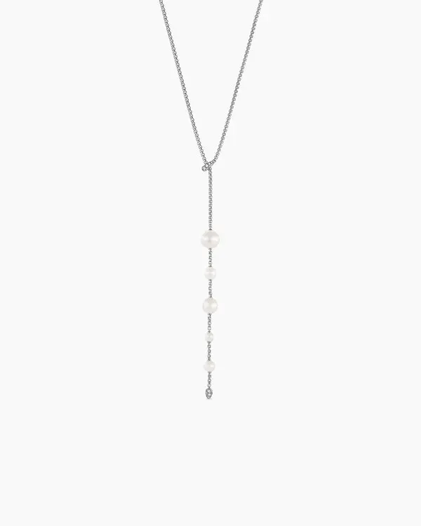 David Yurman And Diamond Y Necklace - Pearl