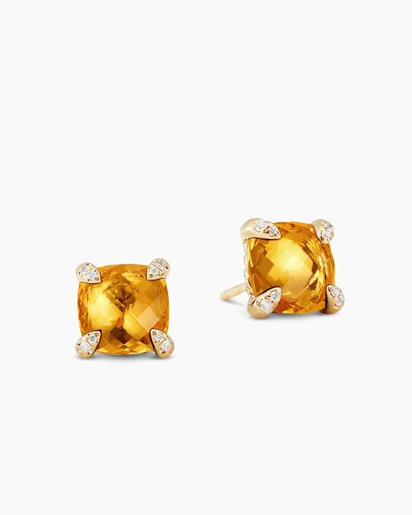 David Yurman Chatelaine® Stud Earrings With And Diamonds - Citrine