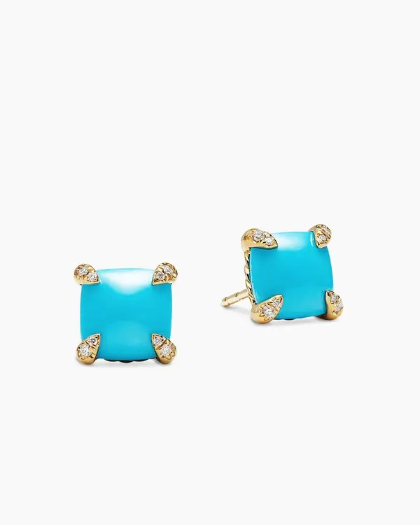 David Yurman Chatelaine® Stud Earrings With And Diamonds - Turquoise