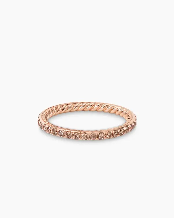 David Yurman Dy Eden Band Ring In 18k Rose Gold With Pavé Cognac Diamonds - Cognac Diamond
