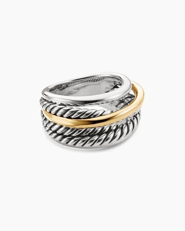 David Yurman Sterling Silver And 14k Yellow Gold Crossover Ring - Sterling Silver/14k Yellow Gold