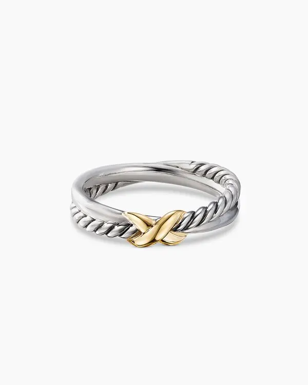 David Yurman Sterling Silver And 18k Yellow Gold Petite X Ring - Sterling Silver/18k Yellow Gold