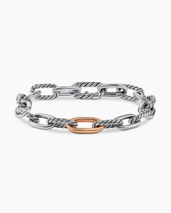 David Yurman Dy Madison® Chain Bracelet - Silver/18k Rose Gold