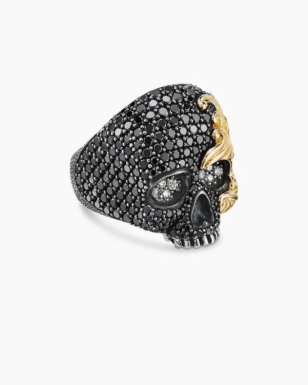 David Yurman Waves Skull Ring - Black Diamond