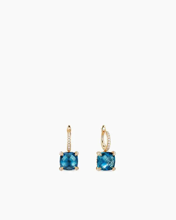 David Yurman Chatelaine® Drop Earrings With And Diamonds - Hampton Blue Topaz
