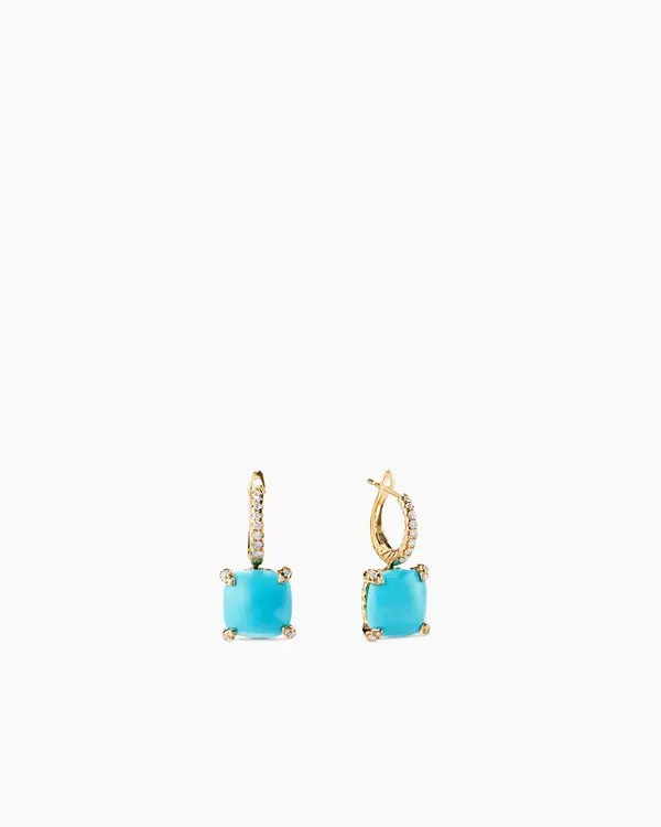 David Yurman Chatelaine® Drop Earrings With And Diamonds - Turquoise