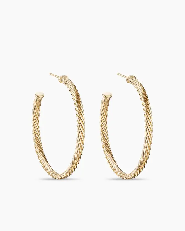 David Yurman 18k Yellow Gold Cablespira® Hoop Earrings - All 18k Yellow Gold