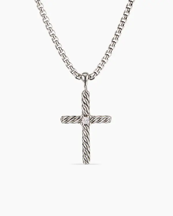 David Yurman Classic Cable Cross Pendant Necklace - Diamond