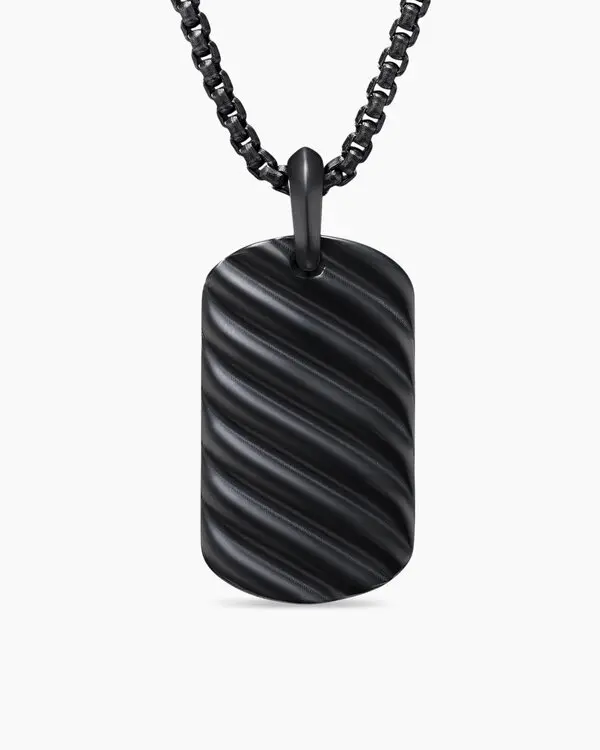 David Yurman Sculpted Cable Tag - Black Titanium