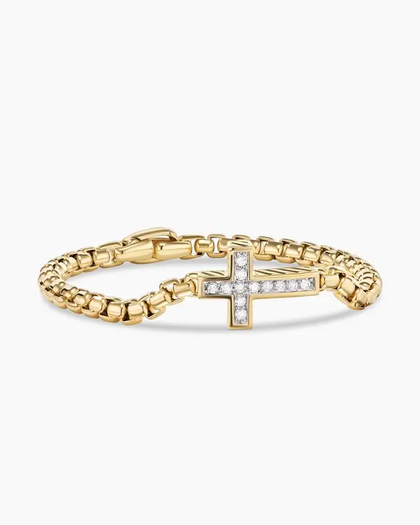 David Yurman Cross Station Bracelet In 18k Yellow Gold With Diamonds - Diamond