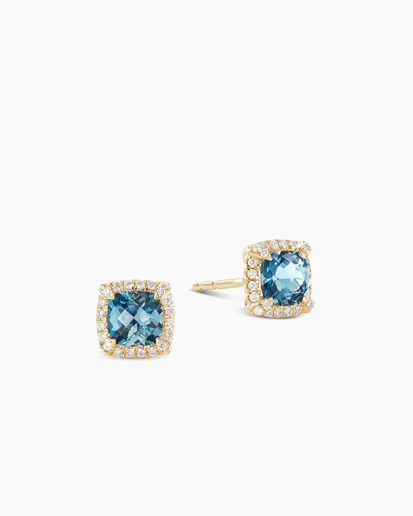 David Yurman Petite Chatelaine Stud Earrings - Hampton Blue Topaz
