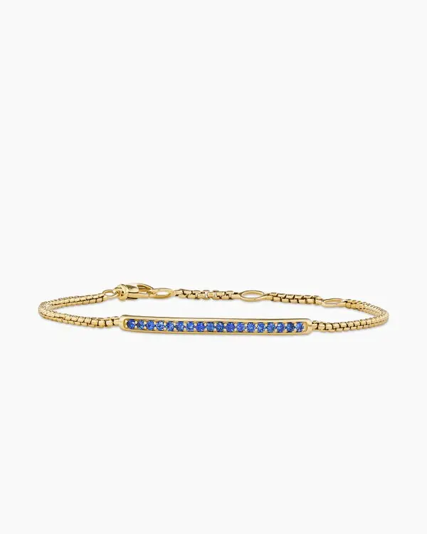 David Yurman 18k Yellow Gold Petite Pavé Bar Bracelet With Rubies - Light Blue Sapphire