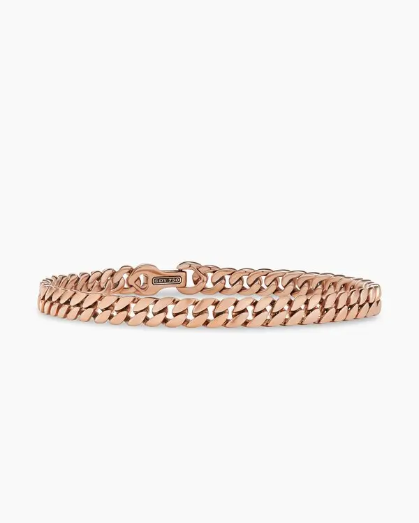 David Yurman Curb Chain Bracelet In With Cognac Diamonds - 18k Rose Gold