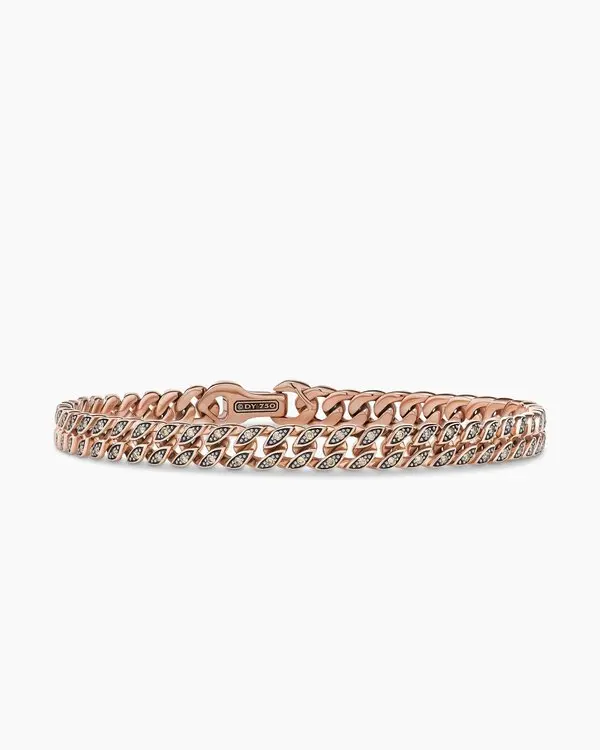 David Yurman Curb Chain Bracelet In With Cognac Diamonds - Cognac Diamond