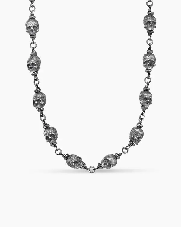 David Yurman Sterling Silver Memento Mori Skull Necklace - All Sterling Silver