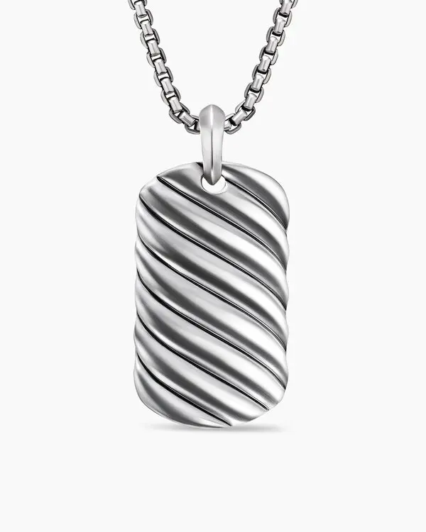 David Yurman Sculpted Cable Sterling Silver Tag - All Sterling Silver