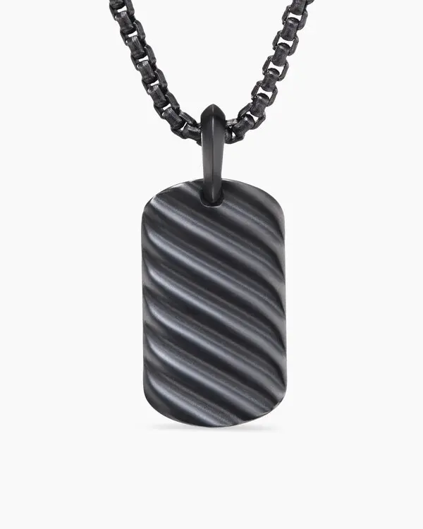 David Yurman Sculpted Cable Tag - Black Titanium
