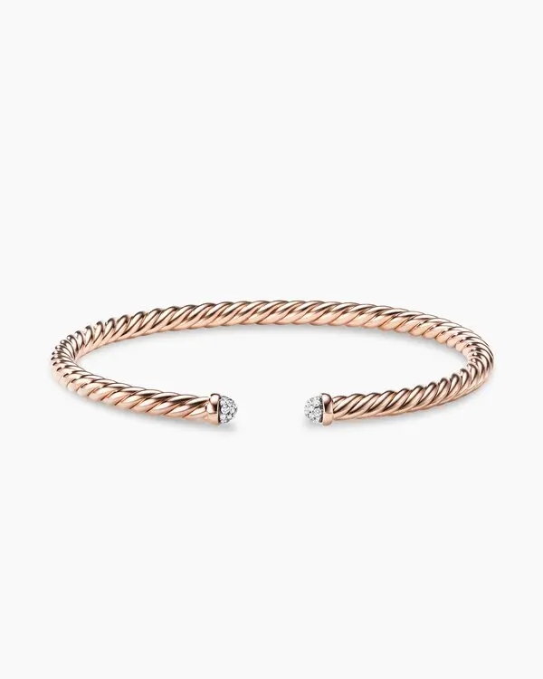 David Yurman Cablespira® Flex Bracelet In 18k Rose Gold With Diamonds - Diamond