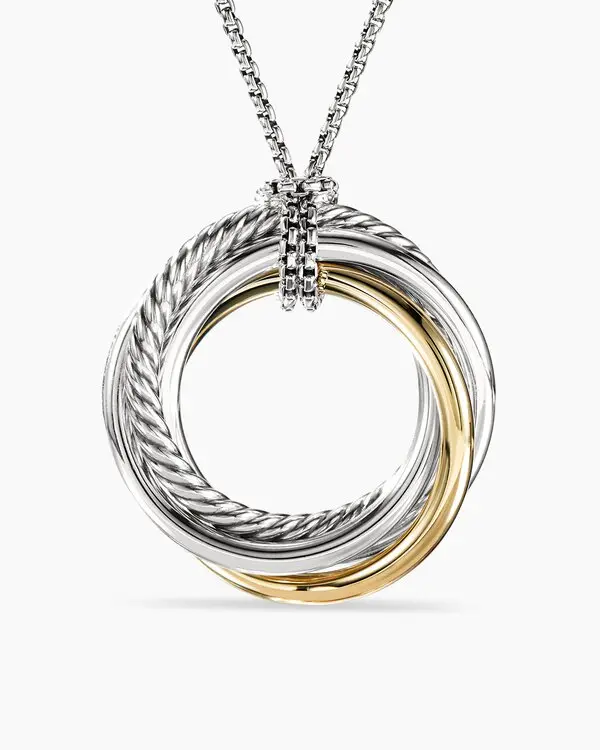 David Yurman Crossover Pendant Necklace - Sterling Silver/14k Yellow Gold