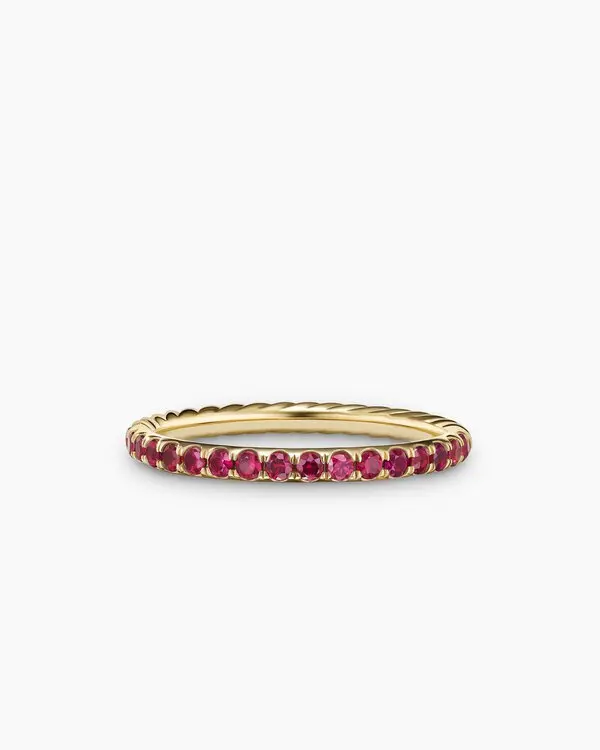 David Yurman Cable Collectibles® Stack Ring In 18k Yellow Gold With Pavé Emeralds - Ruby