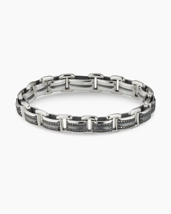 David Yurman Sterling Silver And Link Bracelet - Black Diamond