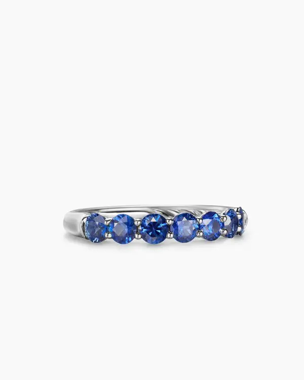 David Yurman Dy Eden Platinum And Band Ring - Light Blue Sapphire