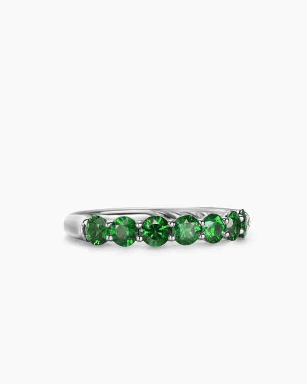 David Yurman Dy Eden Platinum And Band Ring - Tsavorite