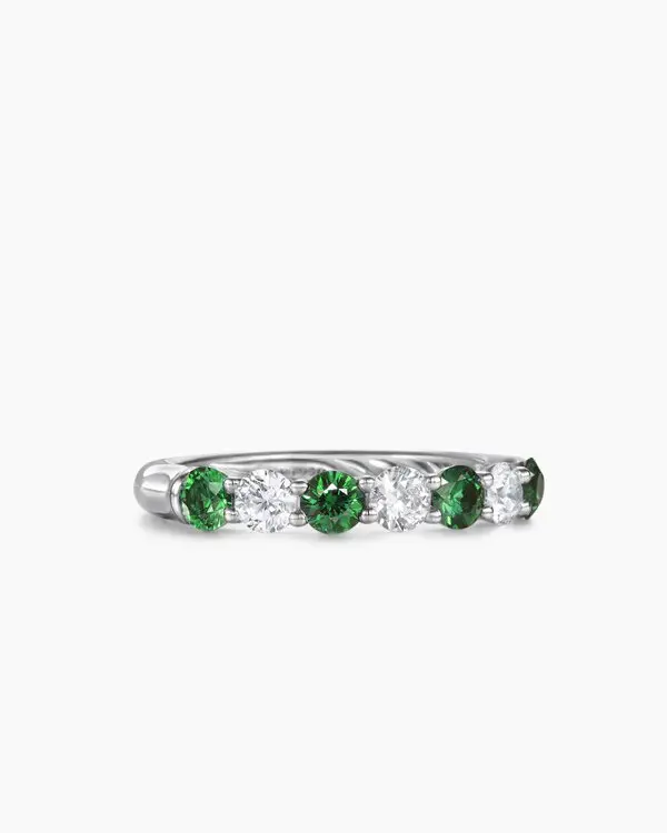 David Yurman Dy Eden Platinum And Band Ring - Tsavorite/diamond