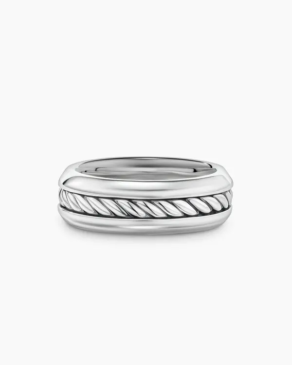 David Yurman Cable Inset Band Ring - All Sterling Silver
