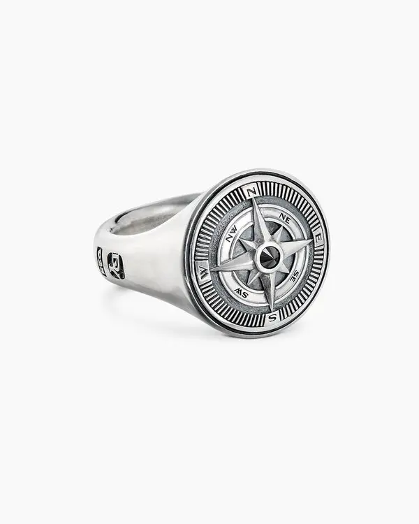 David Yurman Maritime Compass Signet Ring - Black Diamond