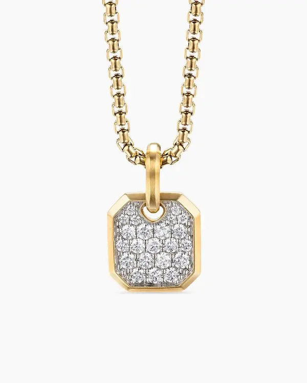 David Yurman 18k Yellow Gold Octagonal Amulet With Emeralds - Diamond