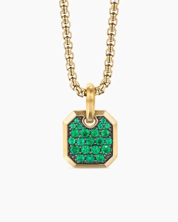 David Yurman 18k Yellow Gold Octagonal Amulet With Emeralds - Emerald