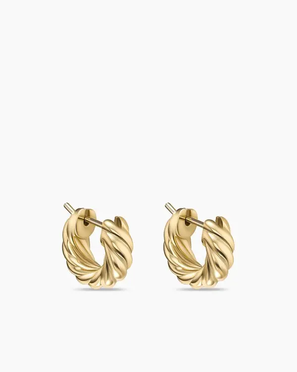 David Yurman Sculpted Cable Hoop Earrings - All 18k Yellow Gold
