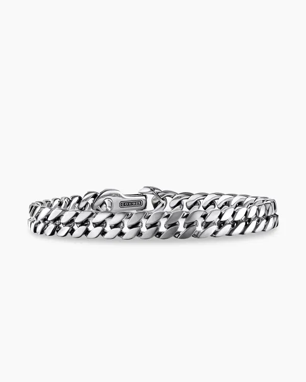 David Yurman Curb Chain Bracelet With Black Diamonds - All Sterling Silver