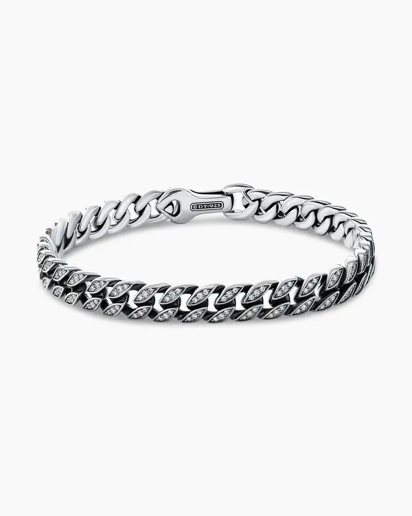 David Yurman Curb Chain Bracelet With Black Diamonds - Diamond