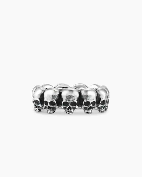 David Yurman Sterling Silver Memento Mori Skull Band Ring - All Sterling Silver