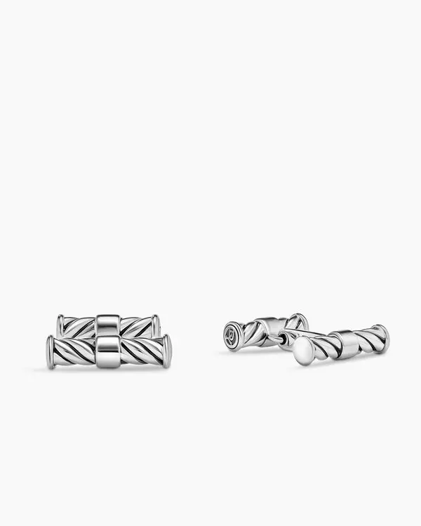 David Yurman Sculpted Cable Elongated Cufflinks In Sterling Silver - All Sterling Silver