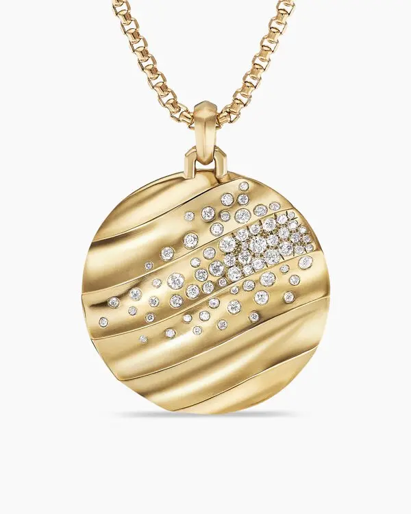 David Yurman Cable Edge® Pendant In 18k Yellow Gold - Diamond