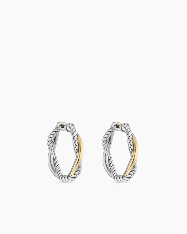 David Yurman Petite Infinity Hoop Earrings - Sterling Silver/14k Yellow Gold