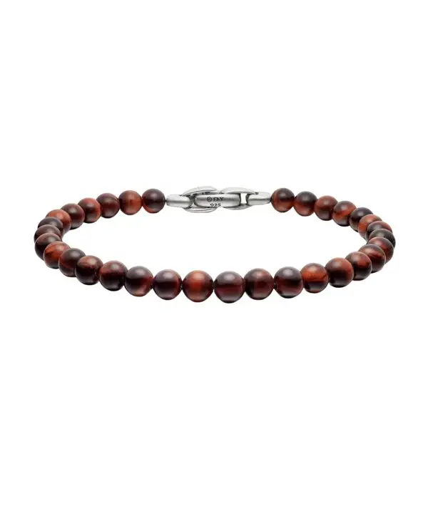 David Yurman Sterling Silver Tiger's Eye Spiritual Bead Bracelet - Red Tigers Eye