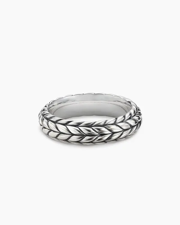 David Yurman Chevron Beveled Band Ring - All Sterling Silver