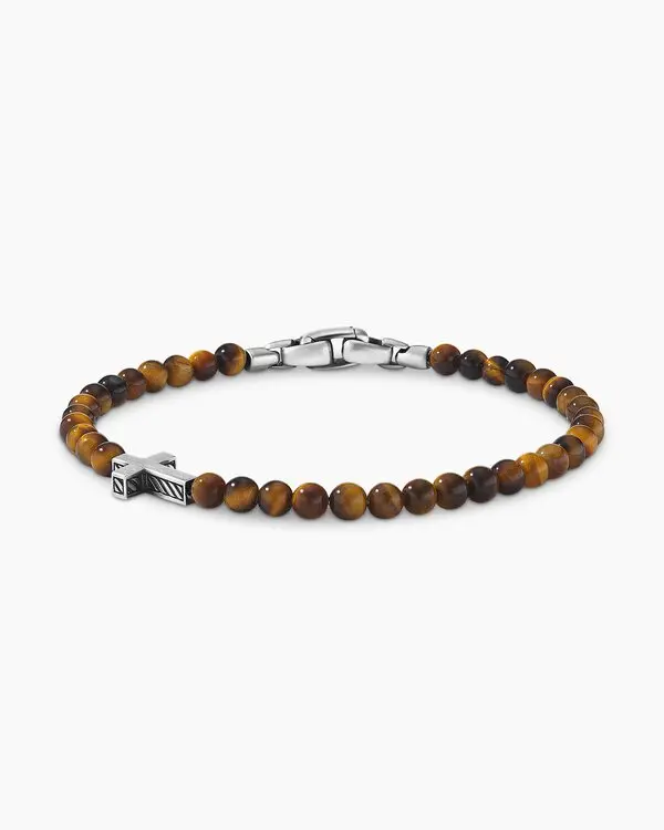 David Yurman Spiritual Beads Cross Station Bracelet - Tigers Eye