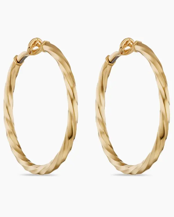 David Yurman Cable Edge® Hoop Earrings - 18k Gold Recycled
