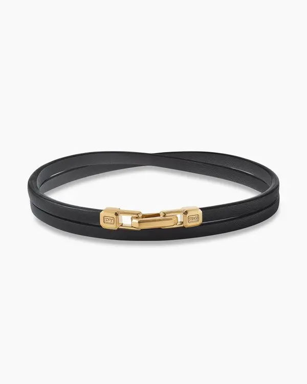 David Yurman Streamline® Double Wrap Bracelet - Black Leather