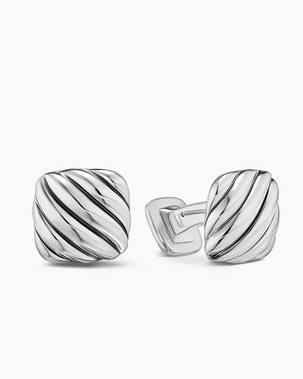 David Yurman Sculpted Cable Cushion Cufflinks In Sterling Silver - All Sterling Silver