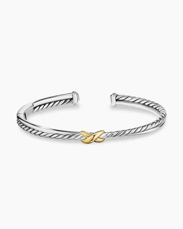 David Yurman Petite X Center Station Bracelet - Sterling Silver/18k Yellow Gold