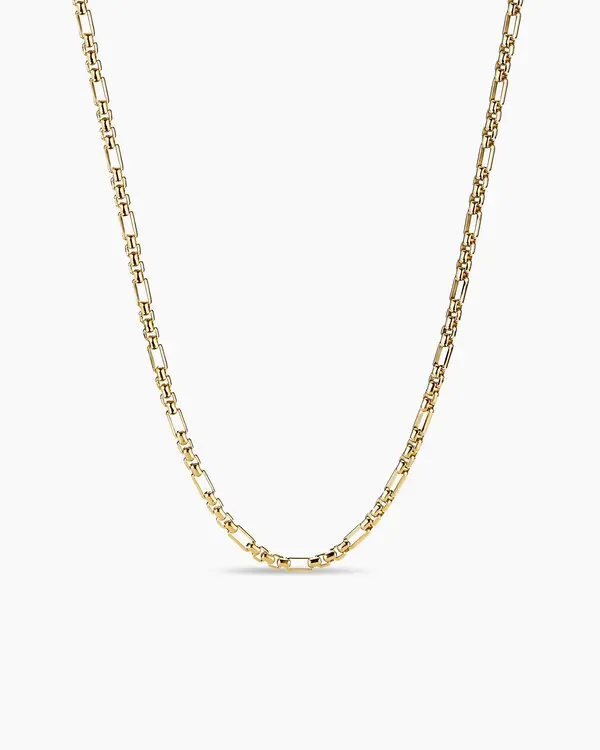 David Yurman Open Station Box Chain Necklace - All 18k Yellow Gold