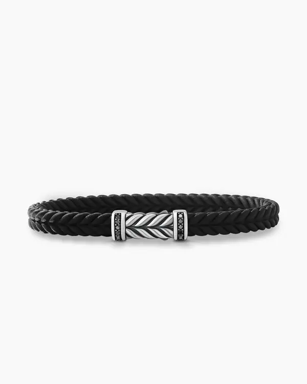 David Yurman Chevron Bracelet With Sterling Silver - Black Diamond Rubber